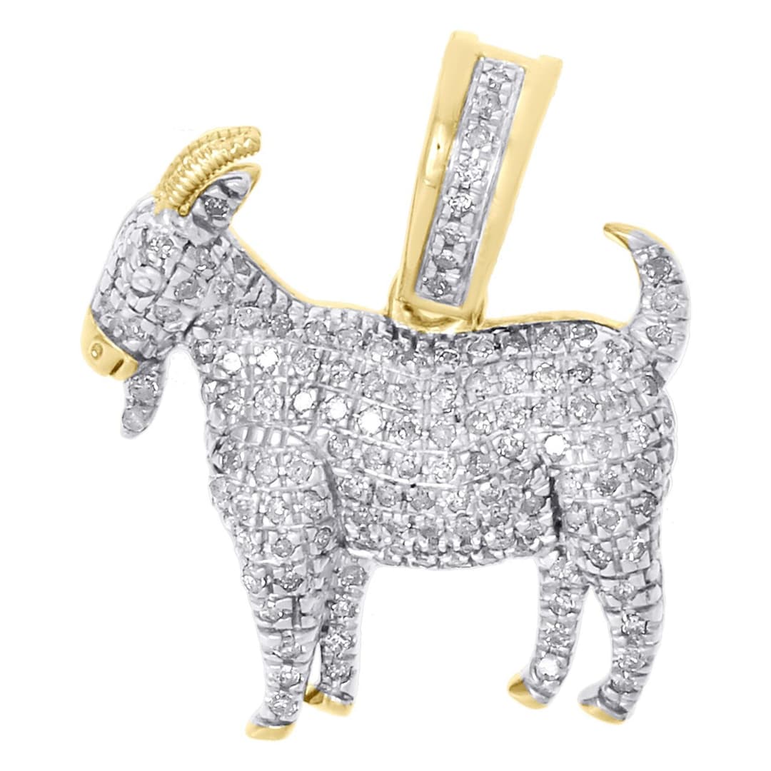 Pave Diamond "goat" Pendant, Animal Inspired Unisex Pendant, Round ...
