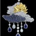 Rainy Cloud With Sun Pendant, Cloud Rain Drop Pendant, Sapphire ...