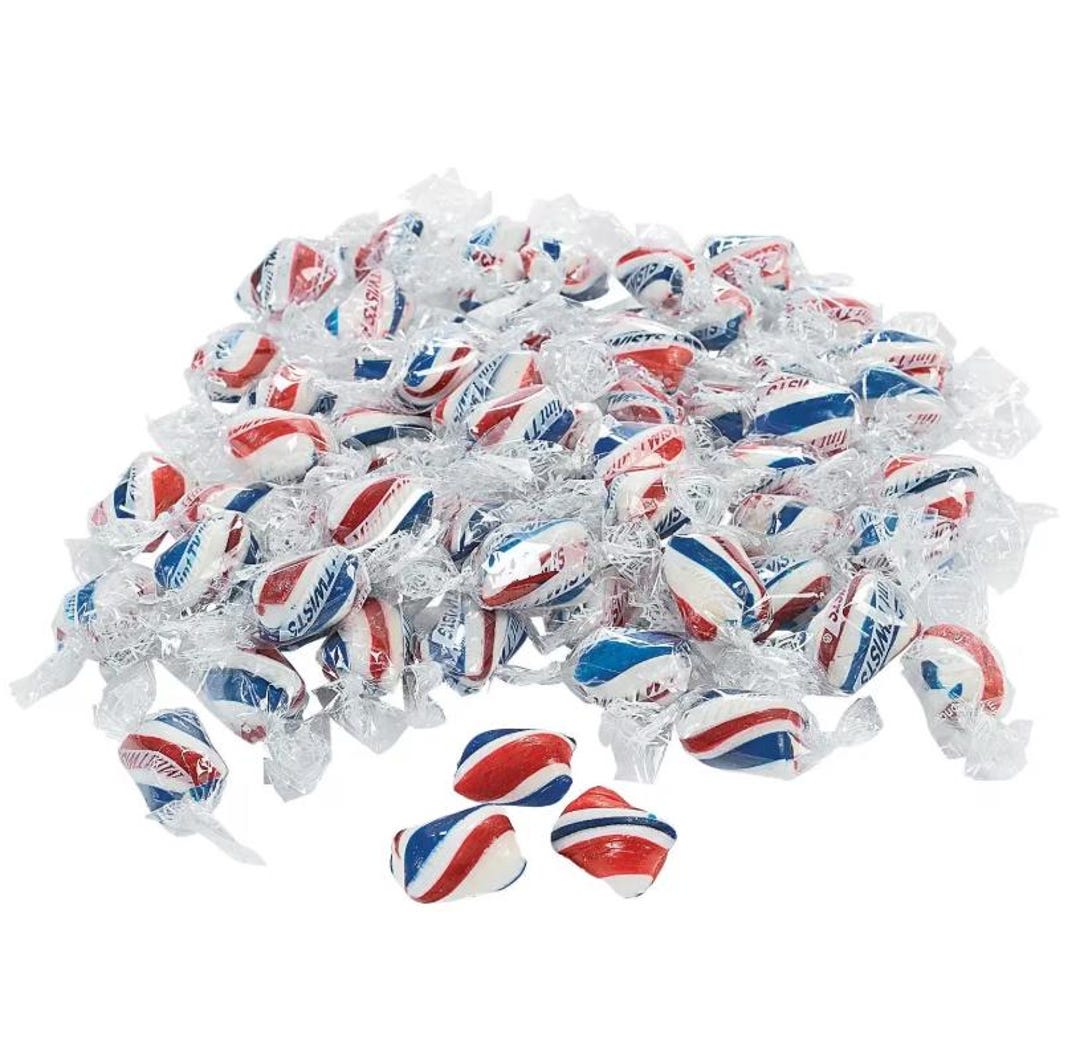 2 Lb Patriotic Red White and Blue Twist Peppermints – 172 Pc Festive ...