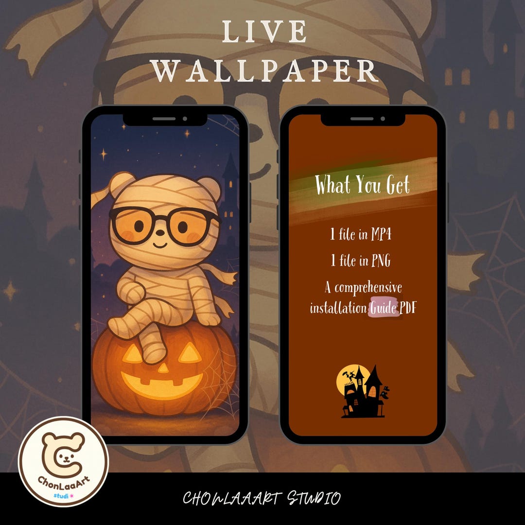 Mummy Bear Halloween iPhone Wallpaper | Spooky Pumpkin Lock Screen ...