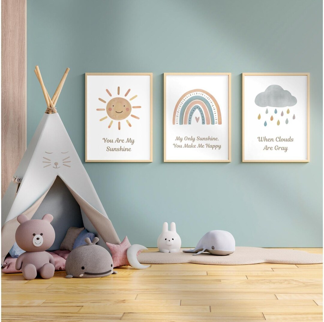 Boho Sunshine Nursery Wall Art Set – Set of 3 Unframed Prints | “you ...
