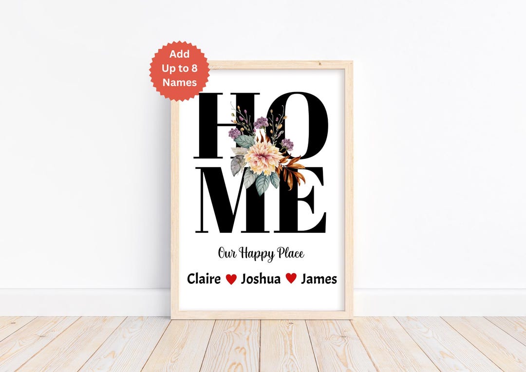 Personalized Family Name Print | Floral Home Wall Art - Etsy