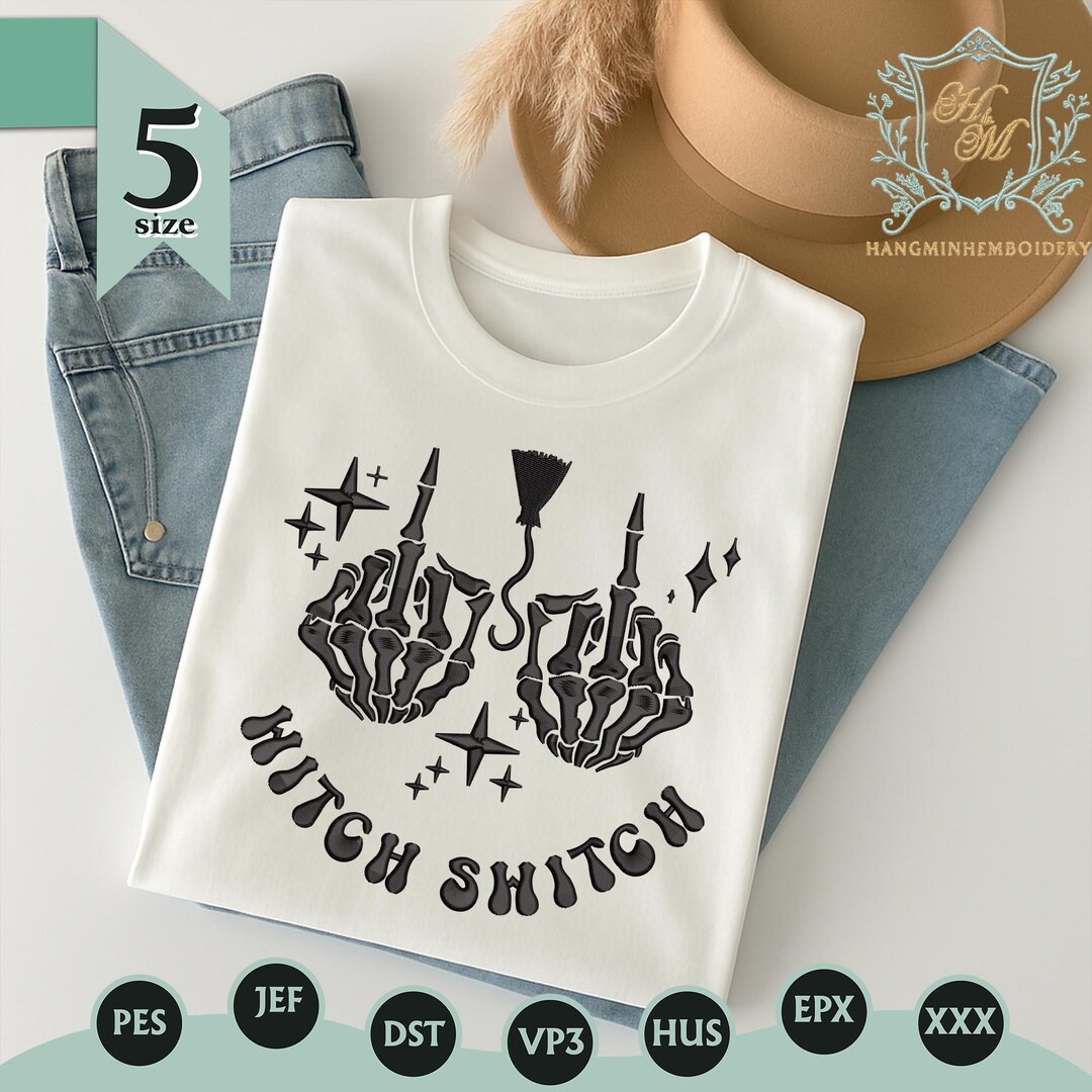 Bone Hand Halloween Embroidery Design, Dark Spooky Halloween Machine ...