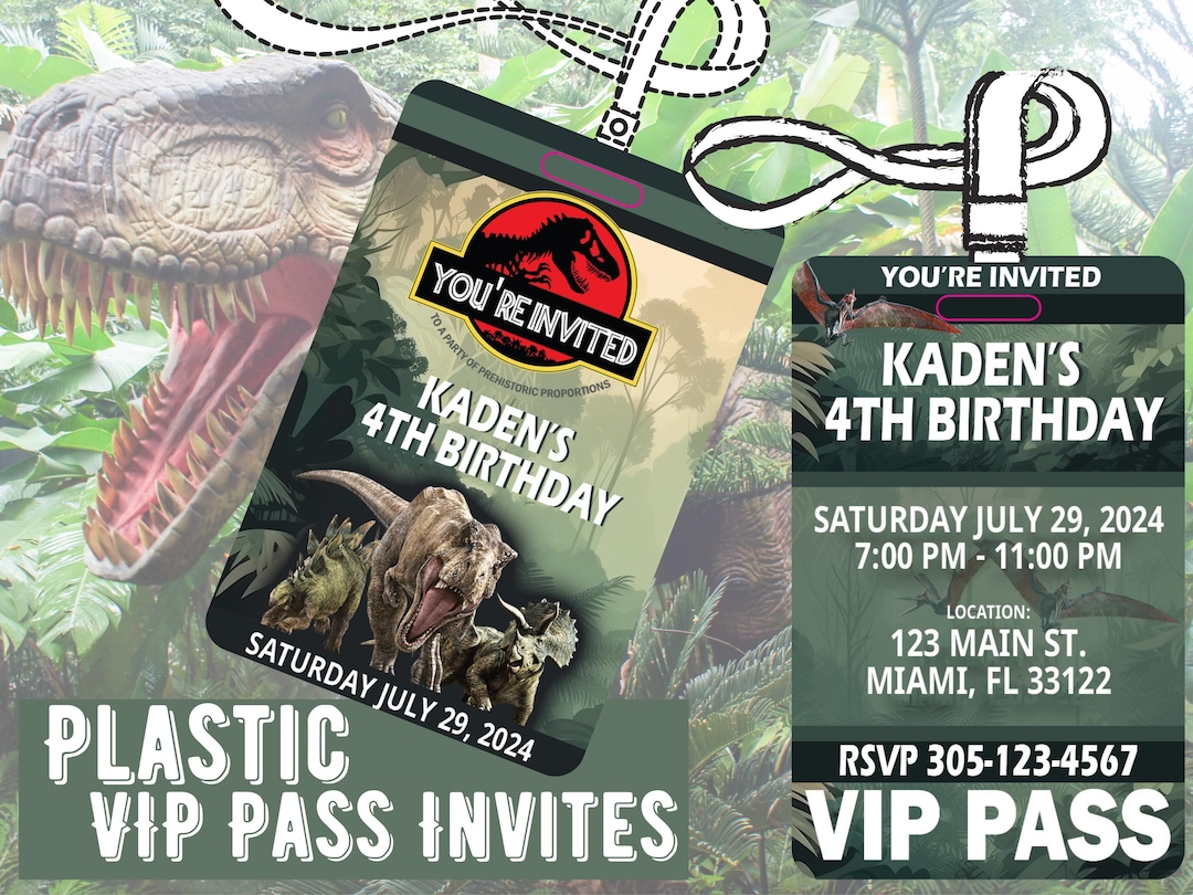 Dinosaur Themed VIP Party Pass Invite - Etsy