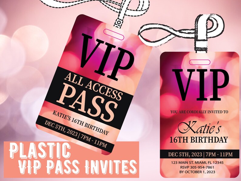 Custom Themed VIP Party Pass Invite - Etsy
