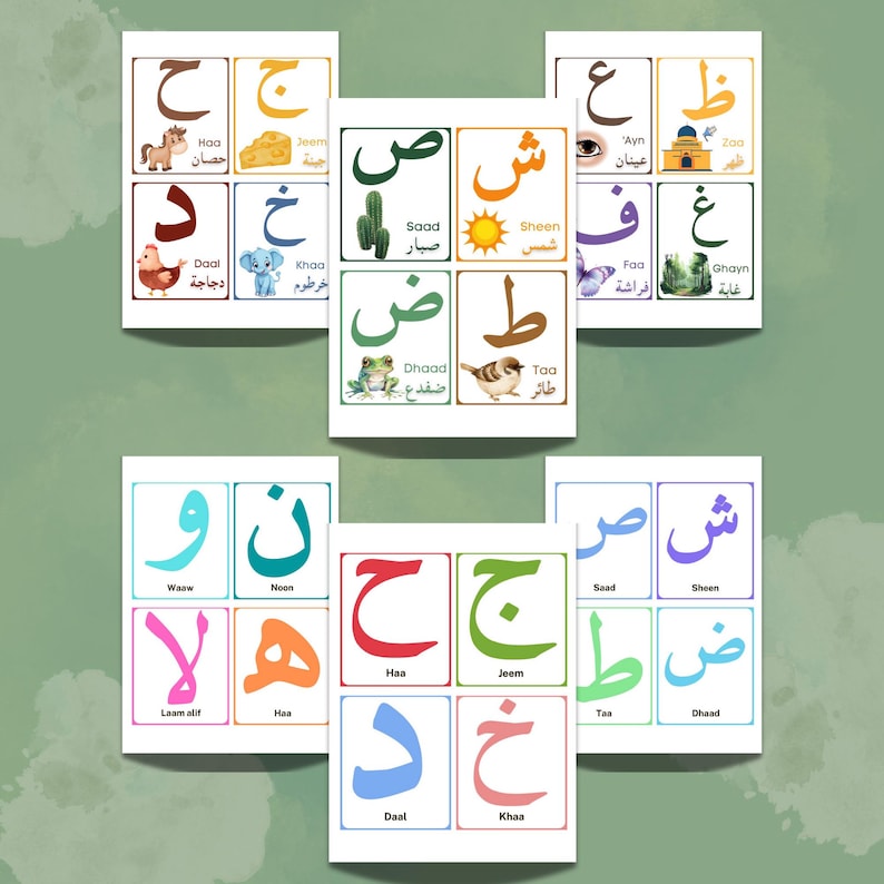 Arabic Alphabet Flashcards for Kids | Printable Arabic Letters Flash ...