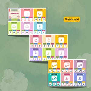 Arabic Alphabet Binder Book for Kids – 32 Pages Flashcards, Coloring ...