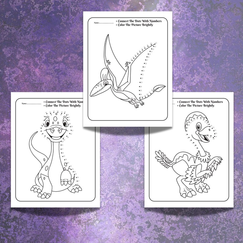 30 Pages Dinosaur Dot-to-dots for Kids | Number Connect Activity - Etsy