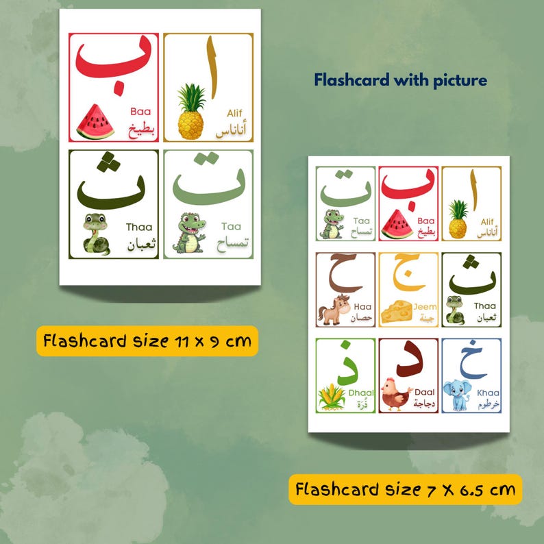 Arabic Alphabet Flashcards for Kids | Printable Arabic Letters Flash ...