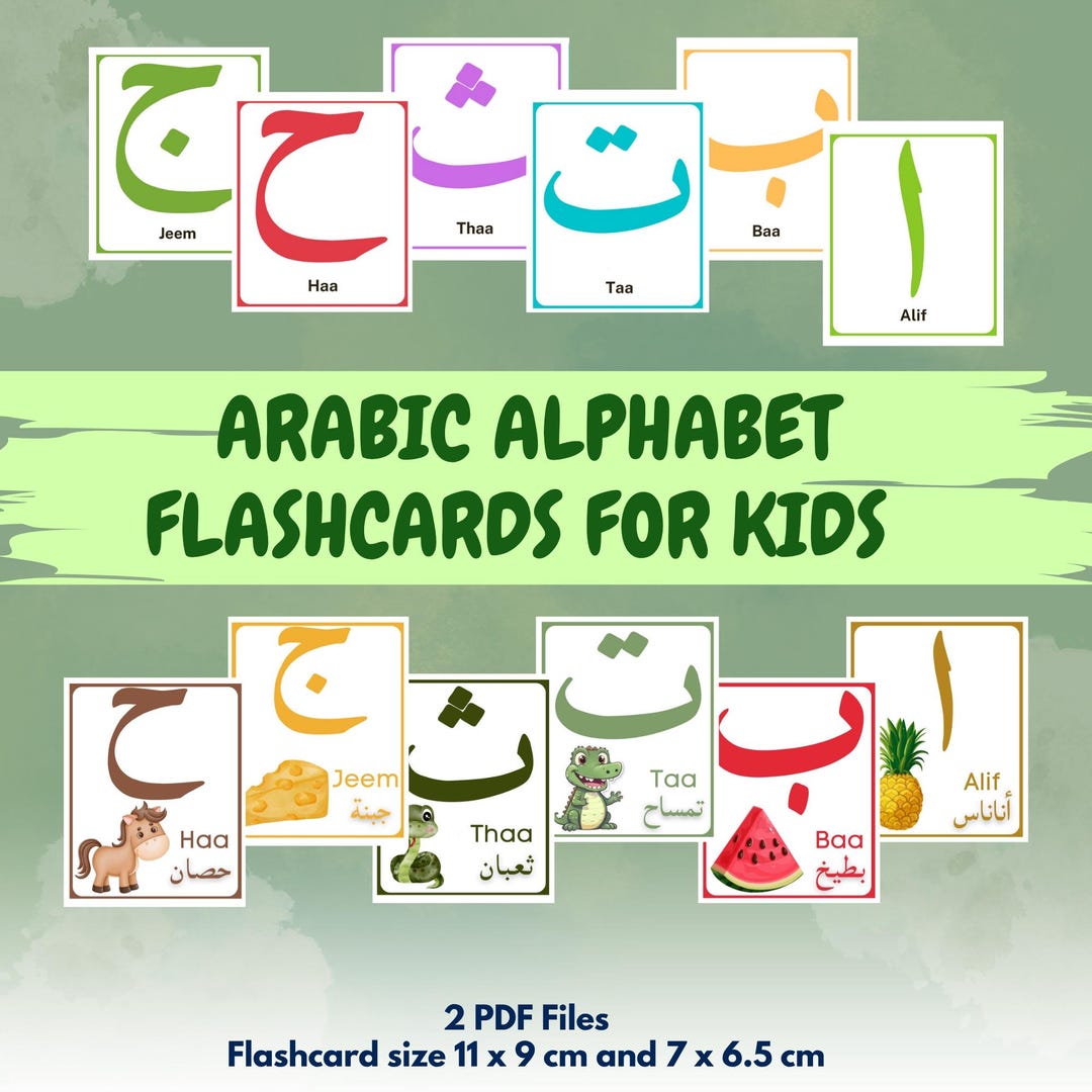 Arabic Alphabet Flashcards for Kids | Printable Arabic Letters Flash ...