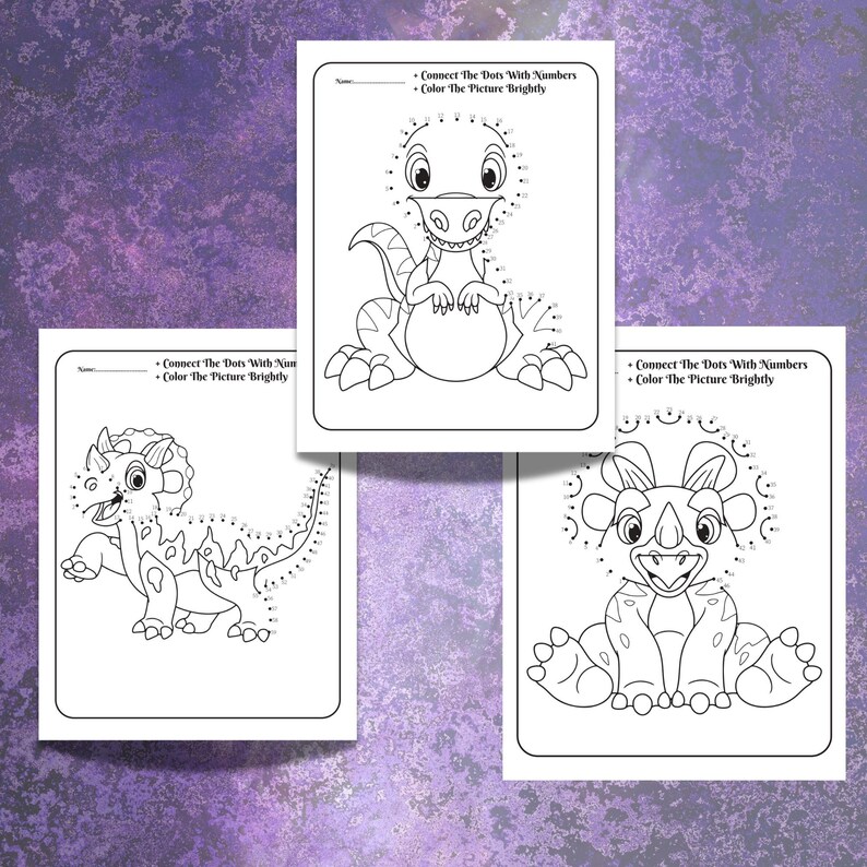 30 Pages Dinosaur Dot-to-dots for Kids | Number Connect Activity - Etsy