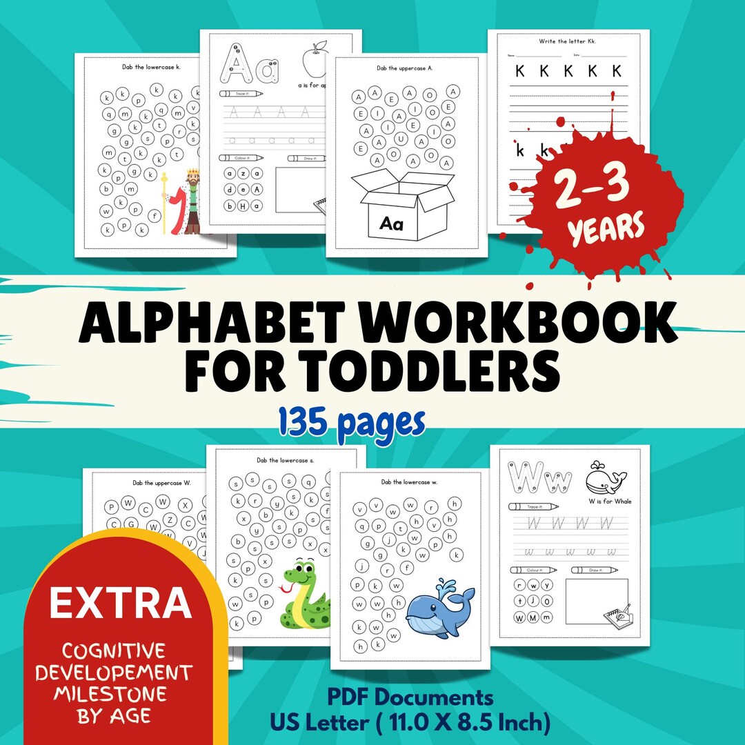 Alphabet Workbook for Toddlers | ABC Learning, Tracing, Coloring - Etsy