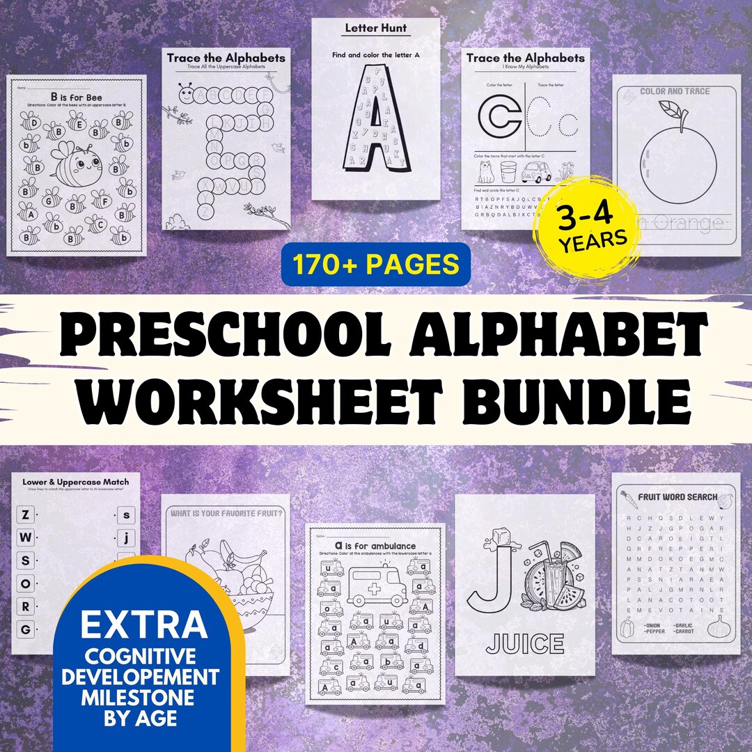 Bundle Preschool Alphabet Activity Book – 170 Pages of ABC Learning ...