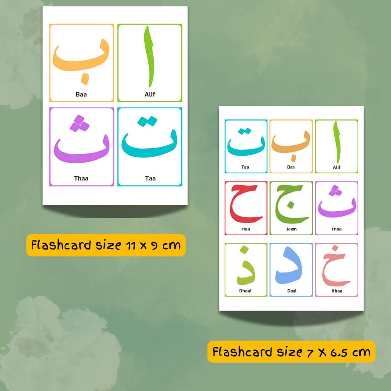 Arabic Alphabet Flashcards for Kids | Printable Arabic Letters Flash ...