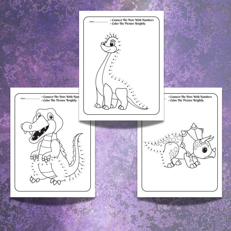 30 Pages Dinosaur Dot-to-dots for Kids | Number Connect Activity - Etsy