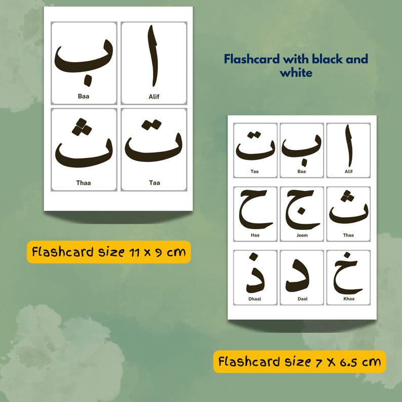 Arabic Alphabet Flashcards for Kids | Printable Arabic Letters Flash ...
