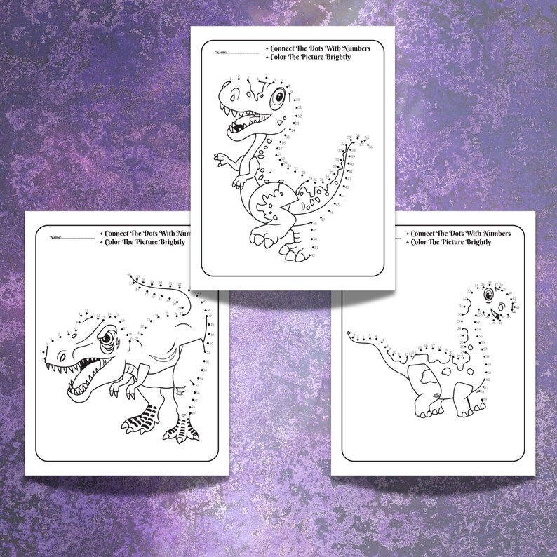 30 Pages Dinosaur Dot-to-dots for Kids | Number Connect Activity - Etsy