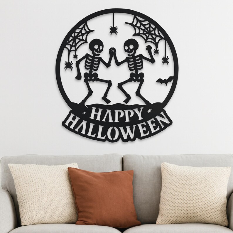 Halloween Dancing Skeleton Sign SVG: Wall, Decoration Cricut & Laser ...