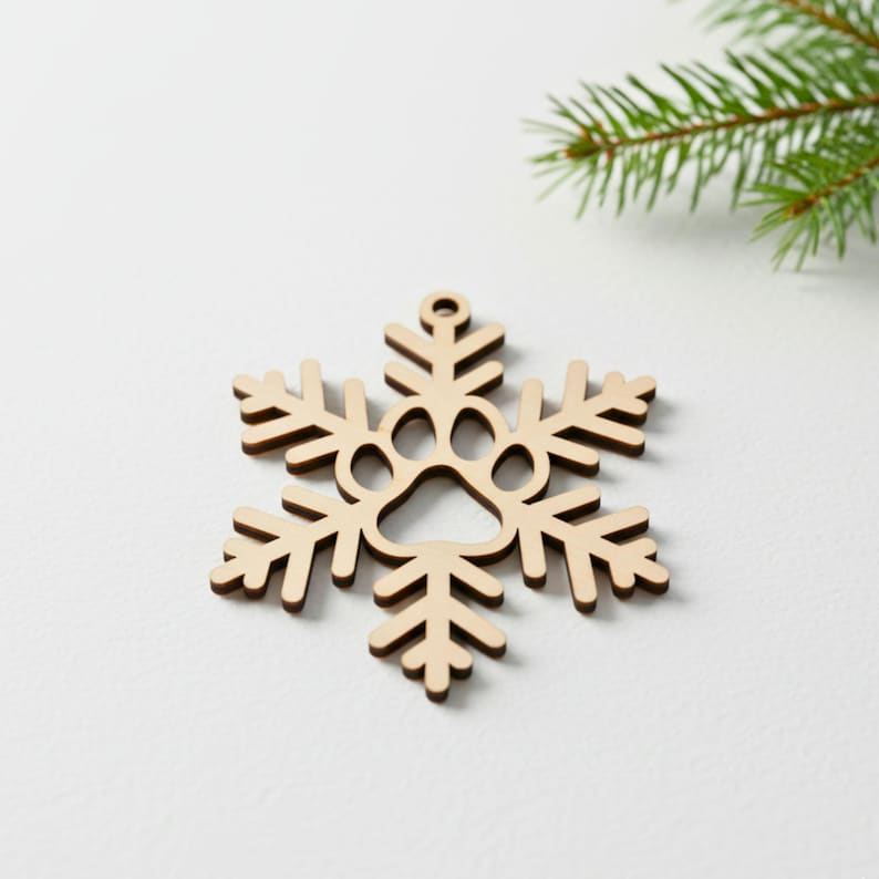 Dog Paw Snowflake Ornament SVG: Laser Cut Pet Christmas Tree Decor Pet ...