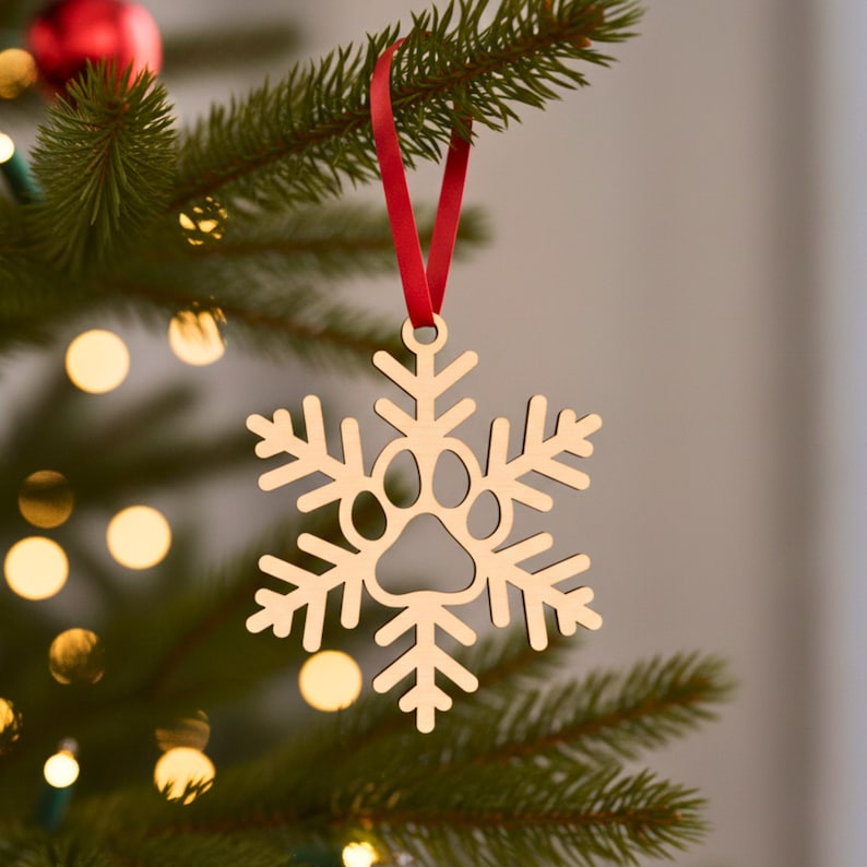 Dog Paw Snowflake Ornament SVG: Laser Cut Pet Christmas Tree Decor Pet ...