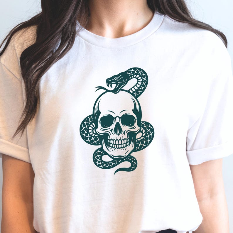 Skull Snake SVG, Floral Snake Skull PNG, Gothic Skull Clipart, Skeleton ...