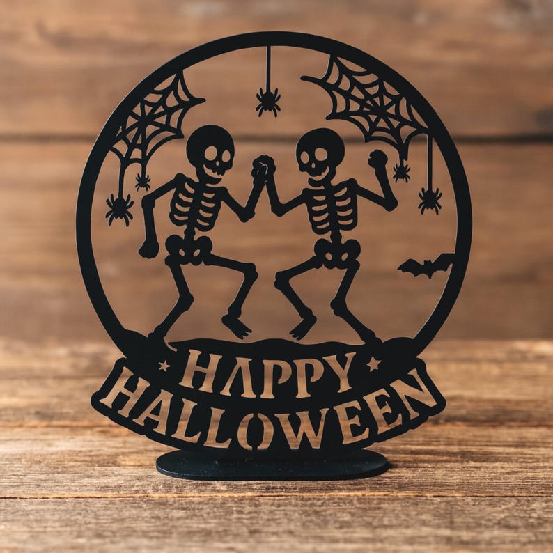 Halloween Dancing Skeleton Sign SVG: Wall, Decoration Cricut & Laser ...