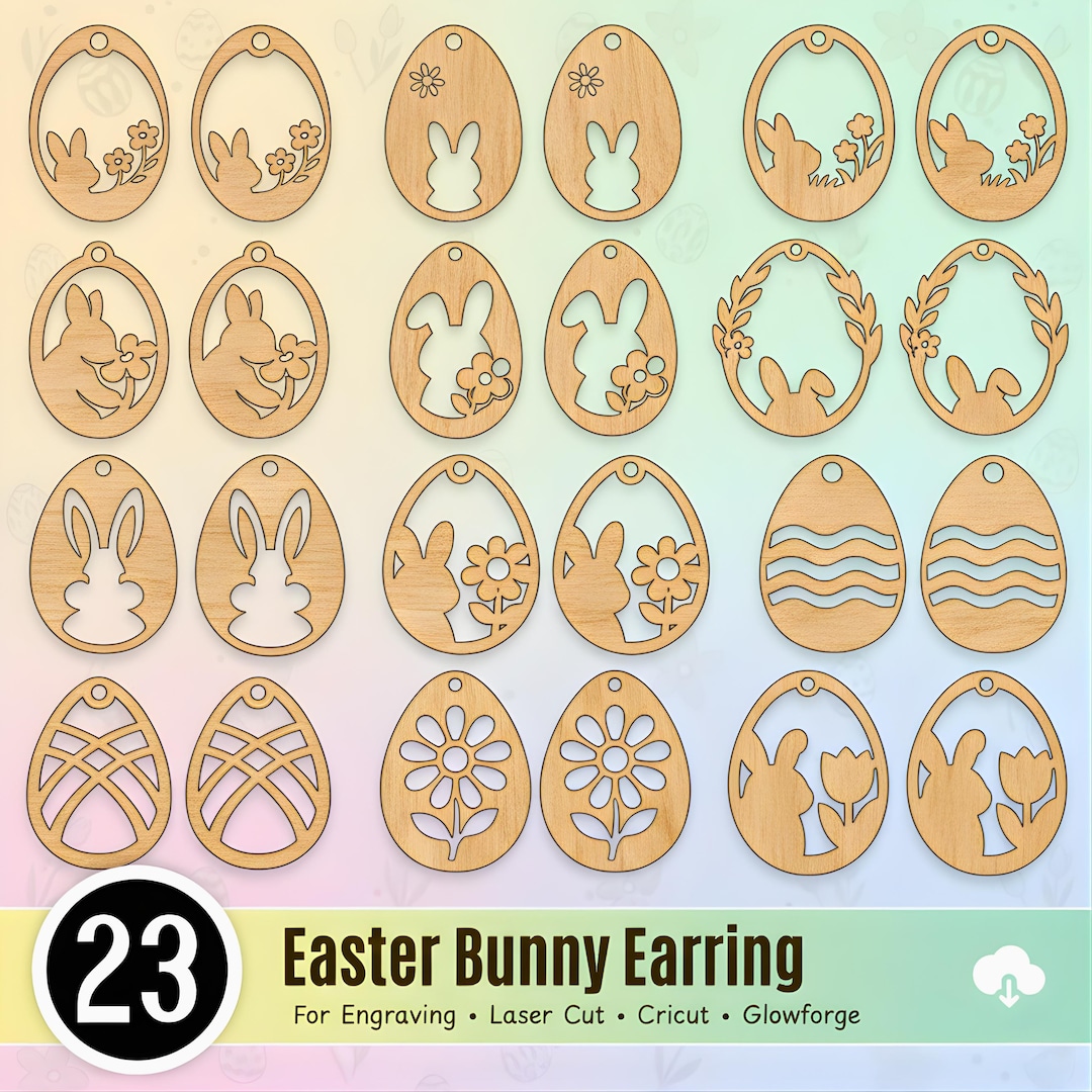 Easter Bunny Earrings SVG Bundle: Spring Rabbit Floral Designs Laser ...