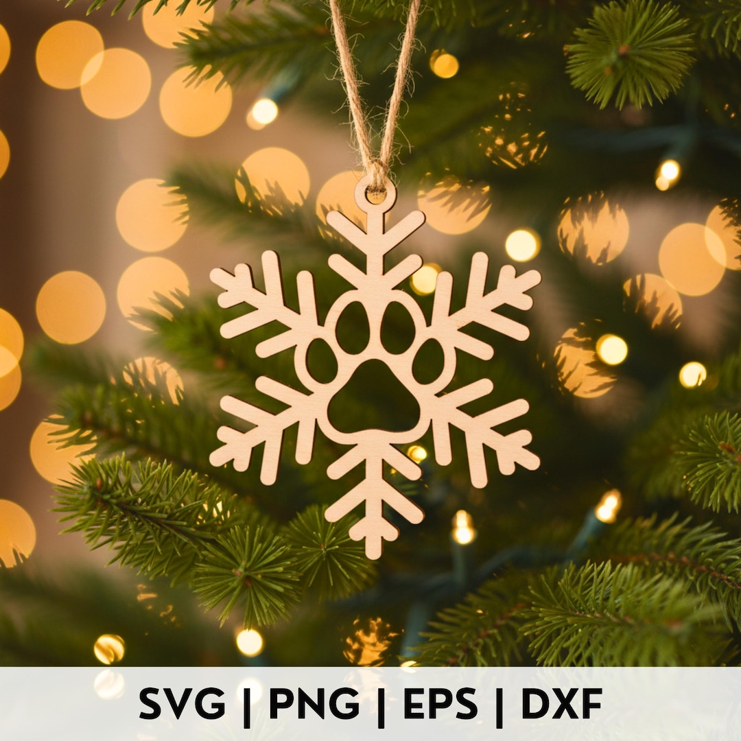 Dog Paw Snowflake Ornament SVG: Laser Cut Pet Christmas Tree Decor Pet ...
