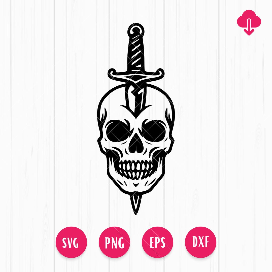 Diseño SVG de daga de calavera, clipart de tatuaje gótico (descarga ...