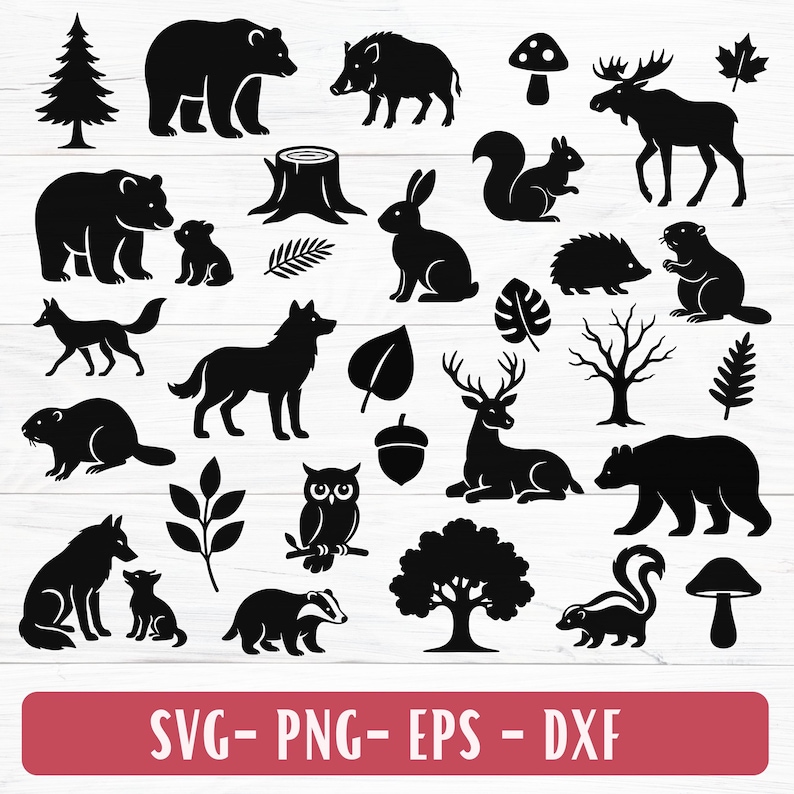 Woodland Animals SVG Bundle: Forest Clipart, Nursery Decor (digital ...