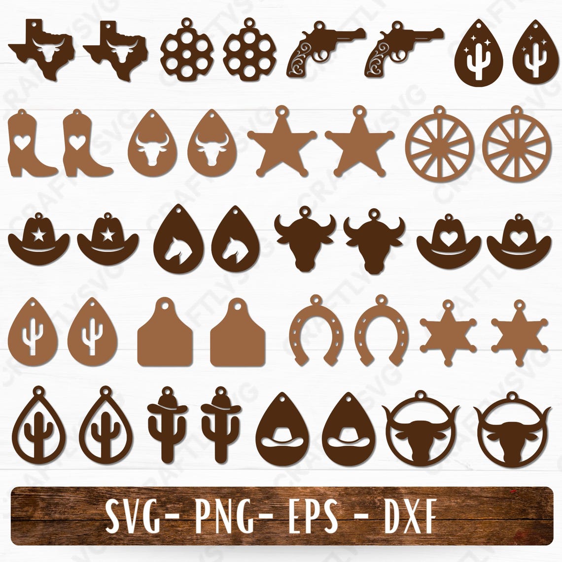 Western Earring SVG Bundle: Cowgirl, Cowboy Boot, Cow Head Designs ...