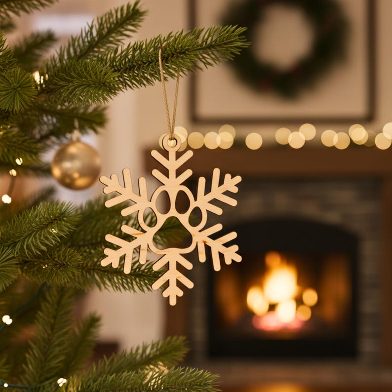 Dog Paw Snowflake Ornament SVG: Laser Cut Pet Christmas Tree Decor Pet ...