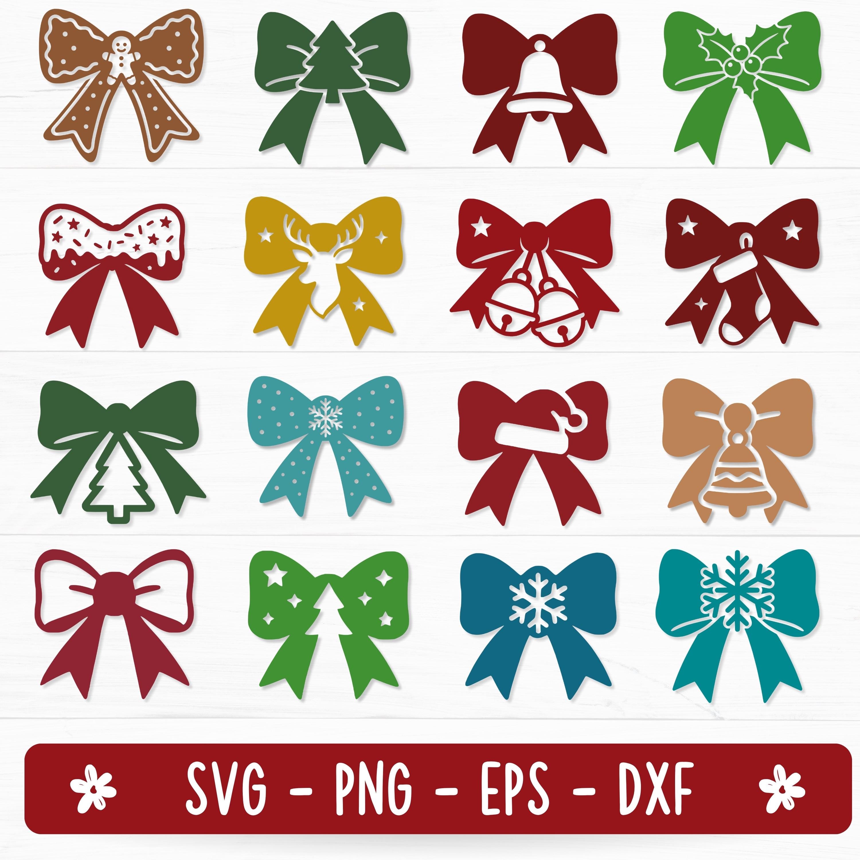 Christmas Bows SVG Bundle: Coquette Ribbon Clipart, Holiday (digital ...