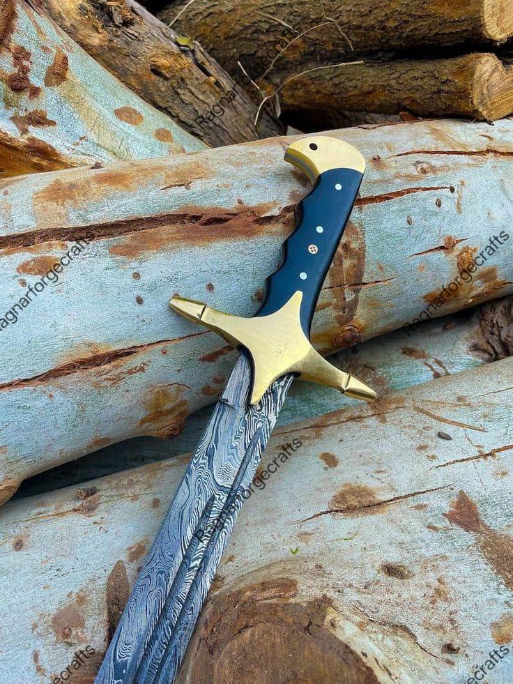 Handmade Damascus Steel Turkish Scimitar Sword With Leather Sheath - Etsy