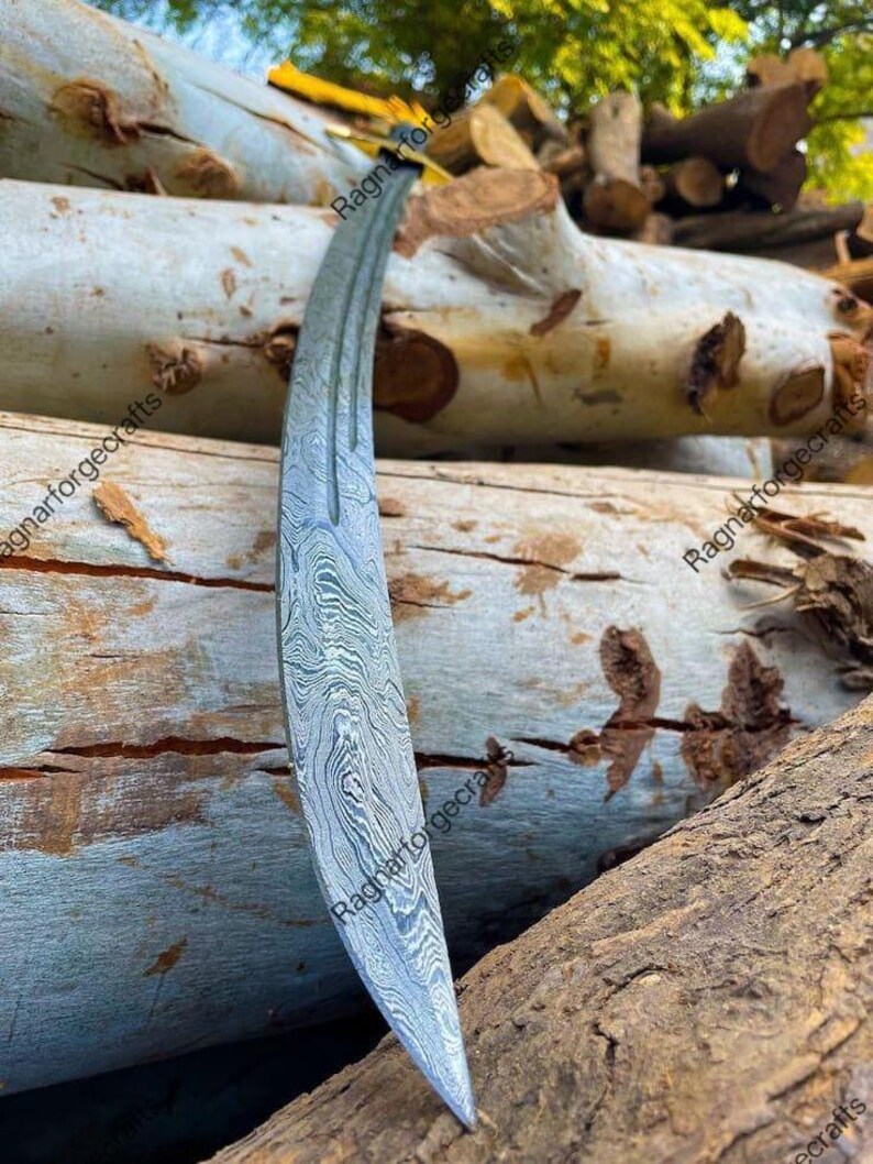 Handmade Damascus Steel Turkish Scimitar Sword With Leather Sheath - Etsy
