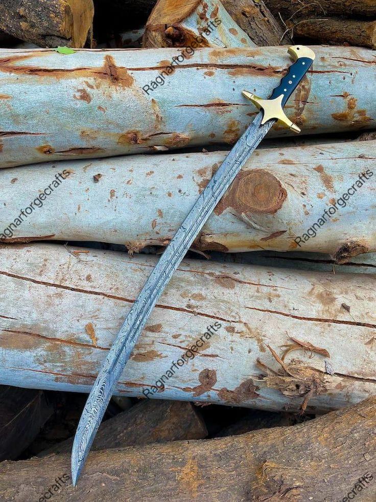 Handmade Damascus Steel Turkish Scimitar Sword With Leather Sheath - Etsy