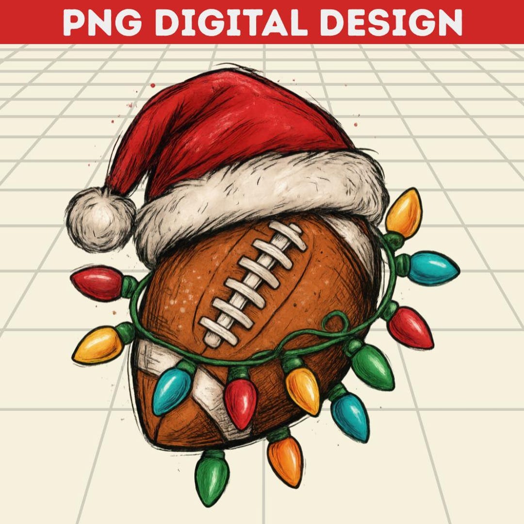 Christmas Football PNG, Santa Hat Lights Graphic (digital Download) - Etsy