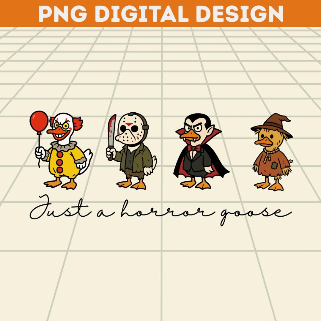 Funny Horror Goose PNG: Halloween Villains Sublimation Design (digital ...