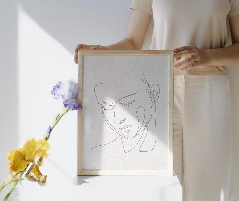 Minimalist Woman Face Line Art — Printable Wall Art, Modern One Line ...