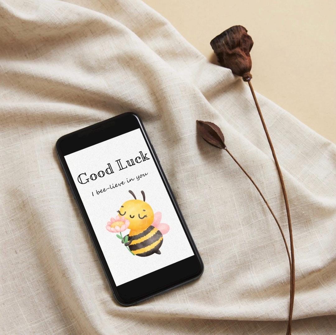 Good Luck Bee Pun Card – Watercolor Encouragement (PNG & PDF) - Etsy