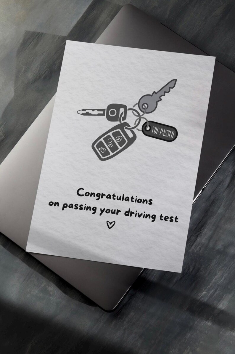 Driving Test Congratulations Card: Car Keys Illustration (digital ...