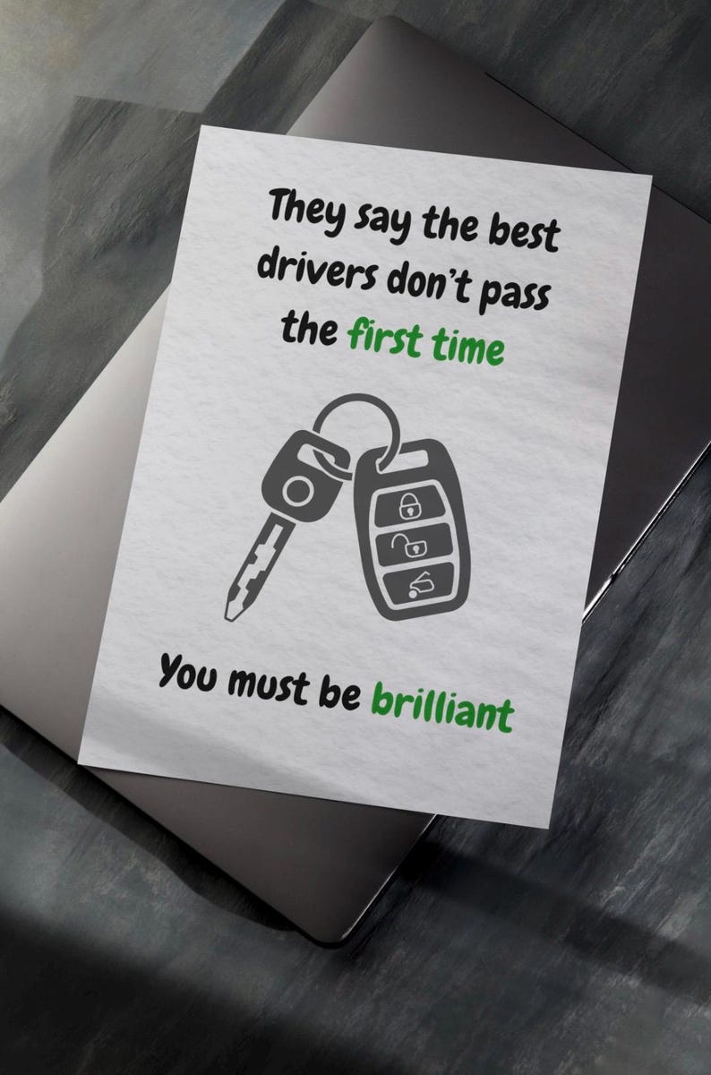 Driving Test Congratulations Card | Funny New Driver Pun Digital ...