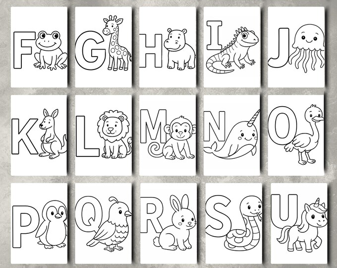 Animal Alphabet Coloring Pages for Kids, ABC Coloring Pages, Preschool ...
