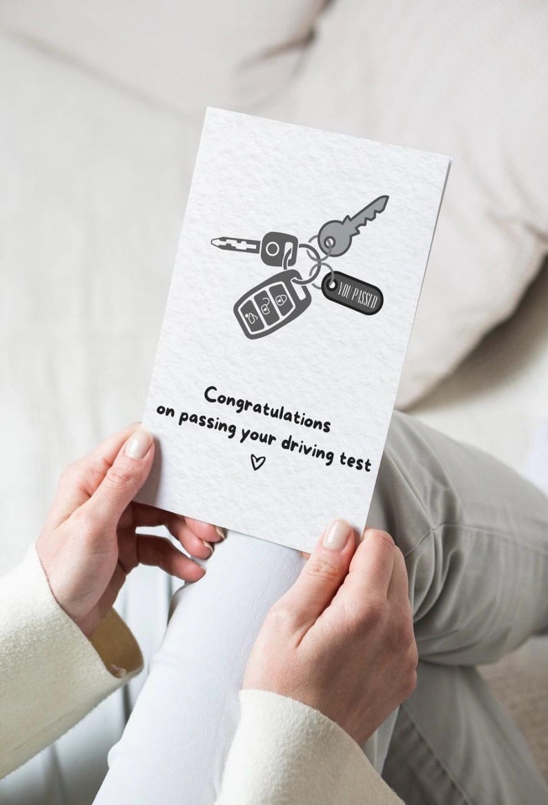 Driving Test Congratulations Card: Car Keys Illustration (digital ...