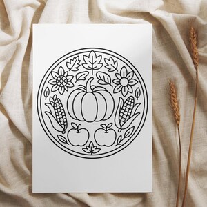 Thanksgiving Mandala Coloring Page: Fall Harvest Design (PDF Download ...