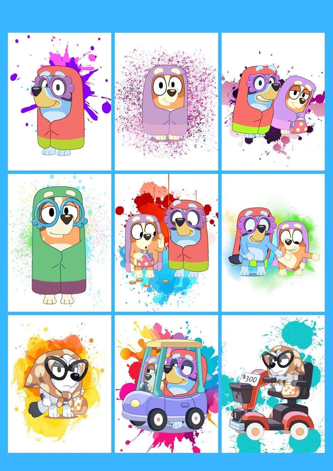 Bluey Grannies Watercolor Prints, Nursery Decor (PDF & PNG) - Etsy