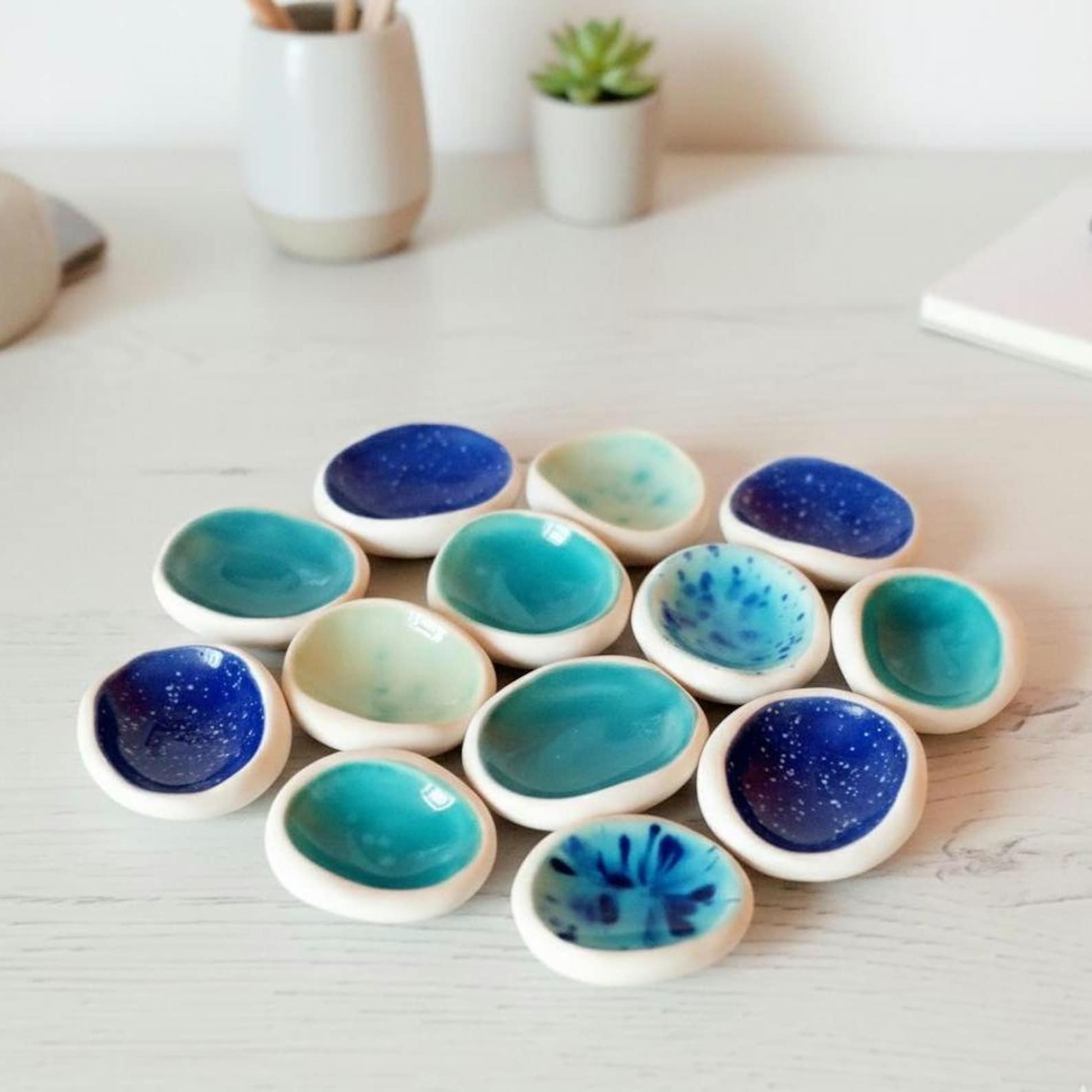 Blue Ceramic Worry Stone • Handmade Calm Stone - Etsy
