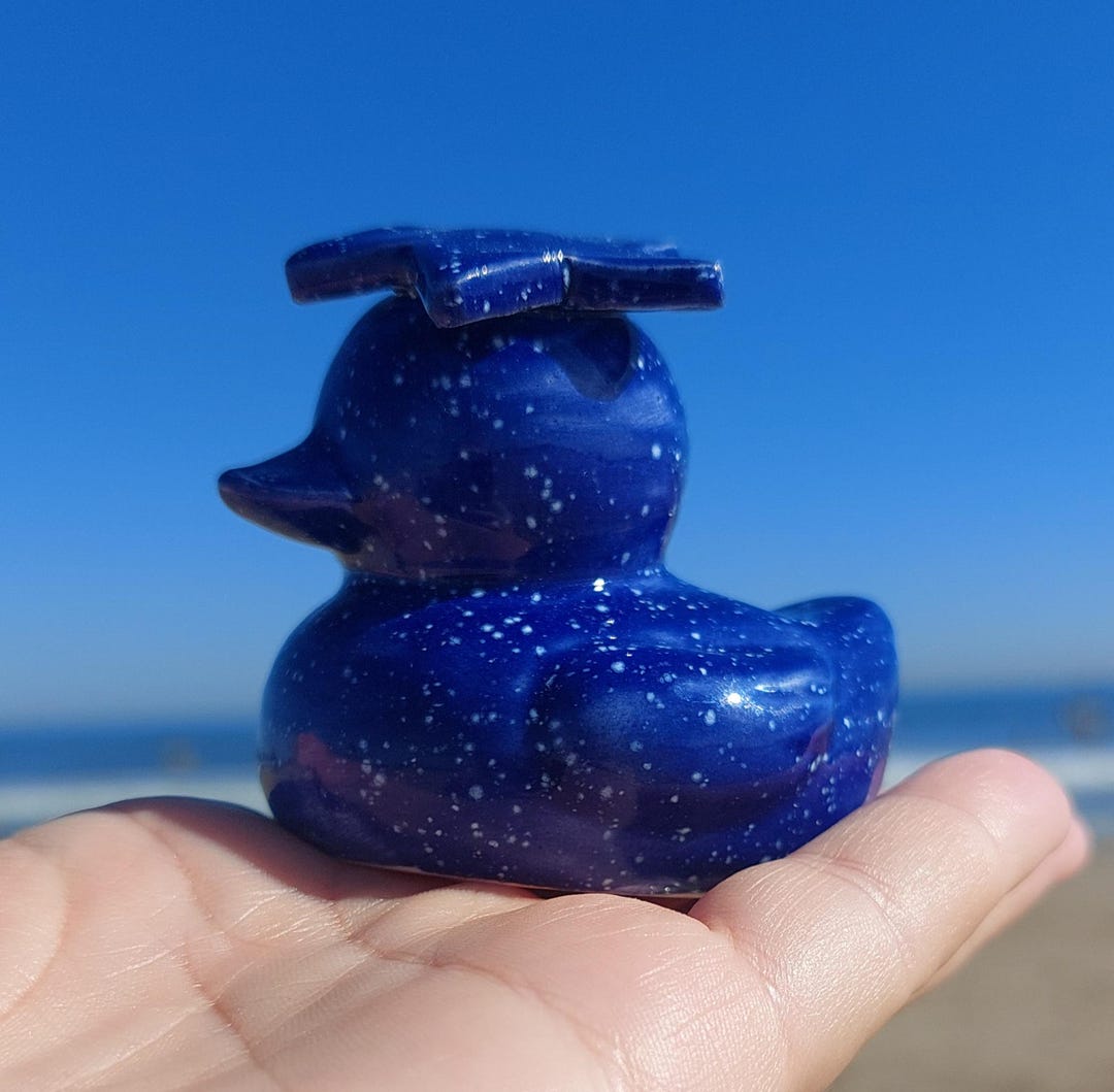 Handmade Ceramic "rubber" Ducky Blue Sky • Blue Duck With Star Detail ...