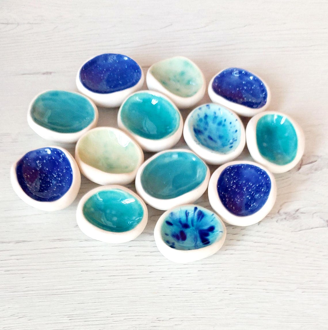 Blue Ceramic Worry Stone • Handmade Calm Stone - Etsy