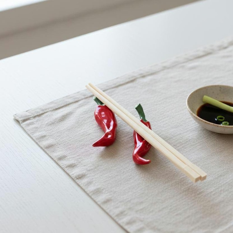 Set of 2 Red Chili Pepper Chopstick Rests - Ceramic Unique Kitchen ...